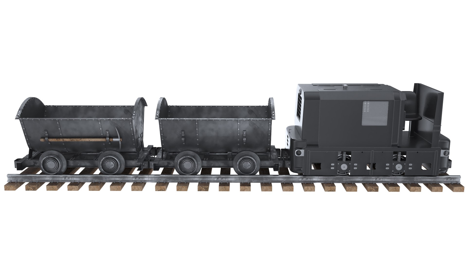 3D Mining Locomotive With Minecart On Railway Section - TurboSquid 2327987