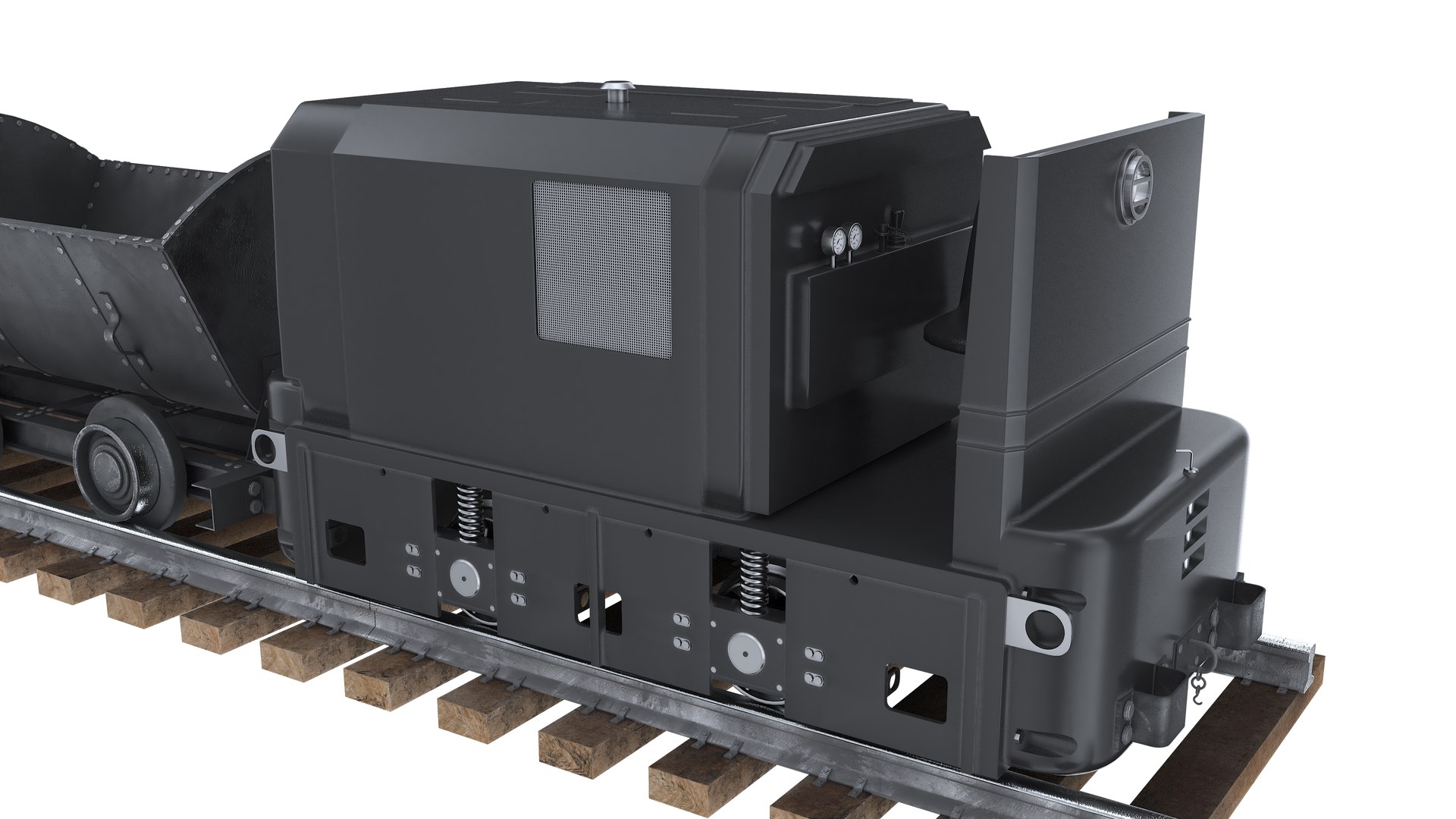 3D Mining Locomotive With Minecart On Railway Section - TurboSquid 2327987