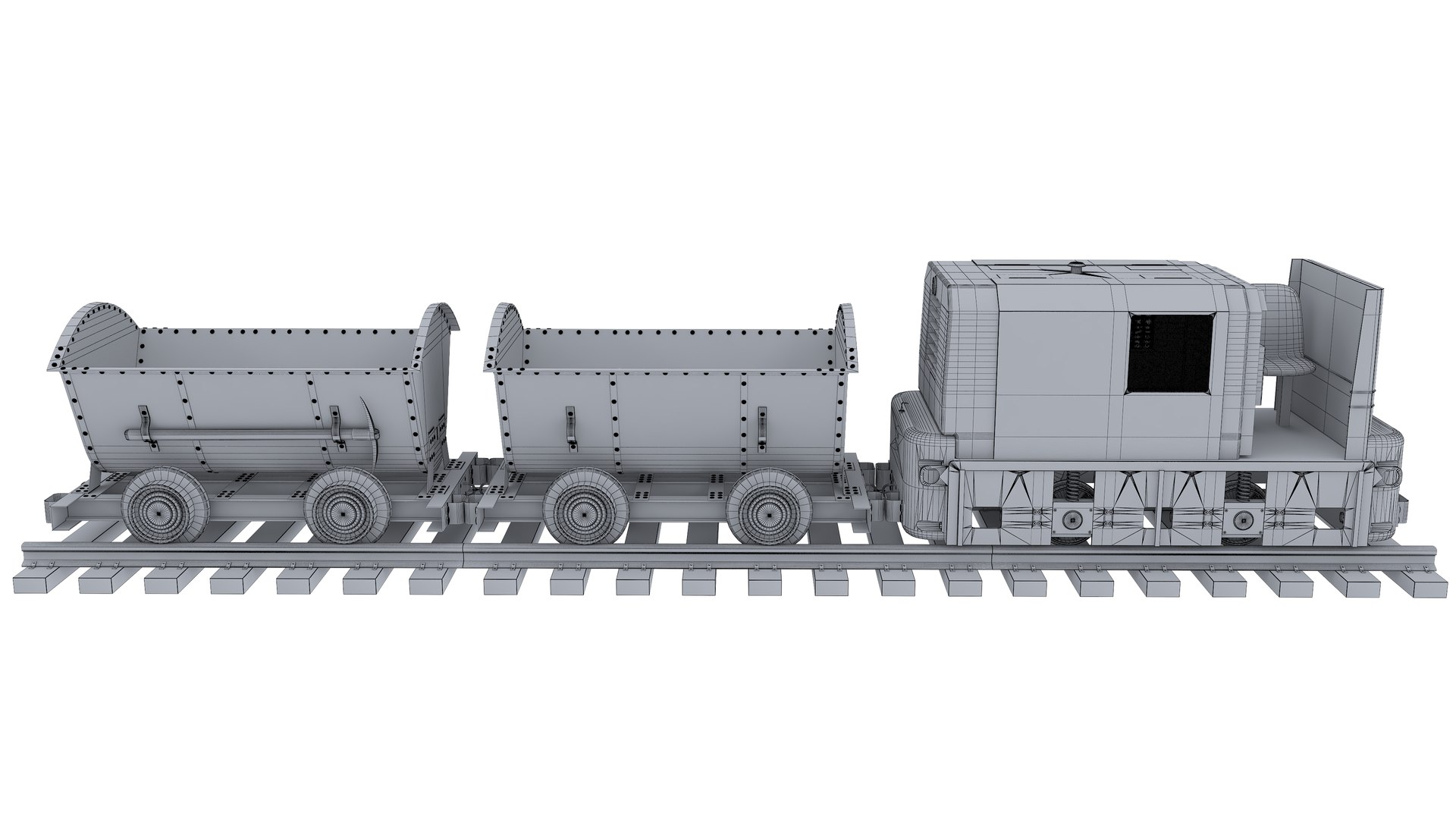 3D Mining Locomotive With Minecart On Railway Section - TurboSquid 2327987