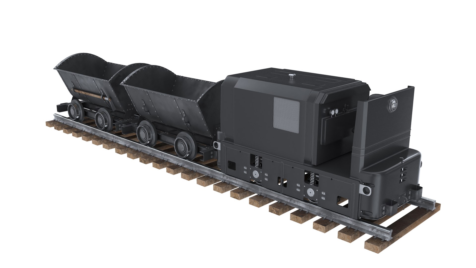 3D Mining Locomotive With Minecart On Railway Section - TurboSquid 2327987