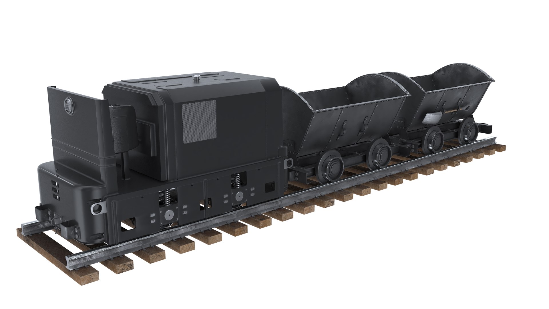 3D Mining Locomotive With Minecart On Railway Section - TurboSquid 2327987