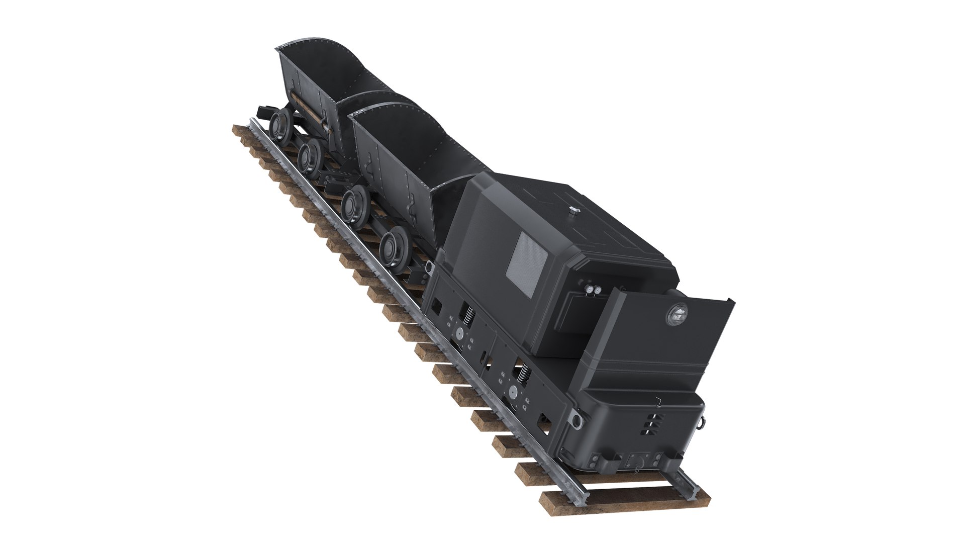 3D Mining Locomotive With Minecart On Railway Section - TurboSquid 2327987