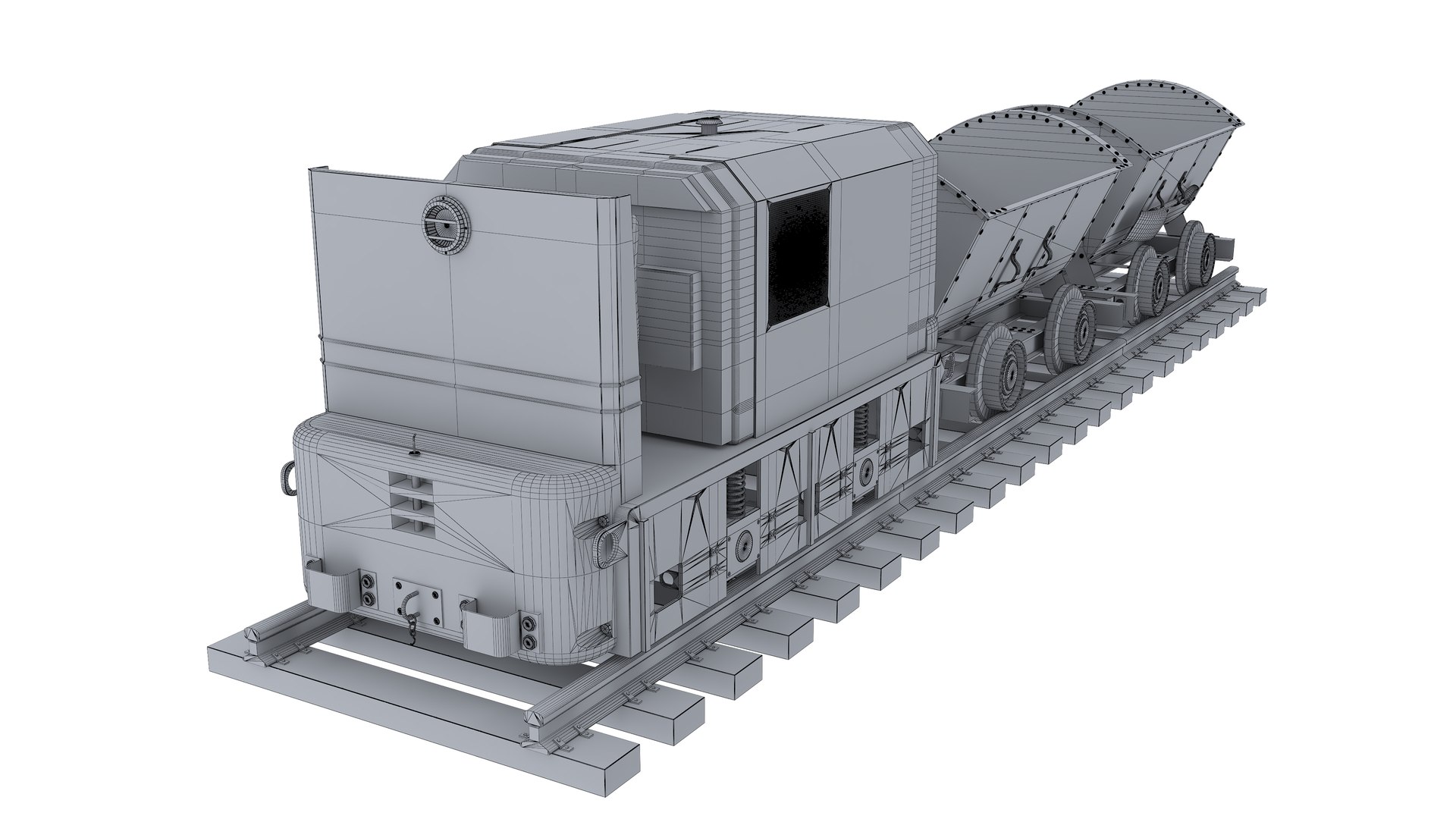 3D Mining Locomotive With Minecart On Railway Section - TurboSquid 2327987