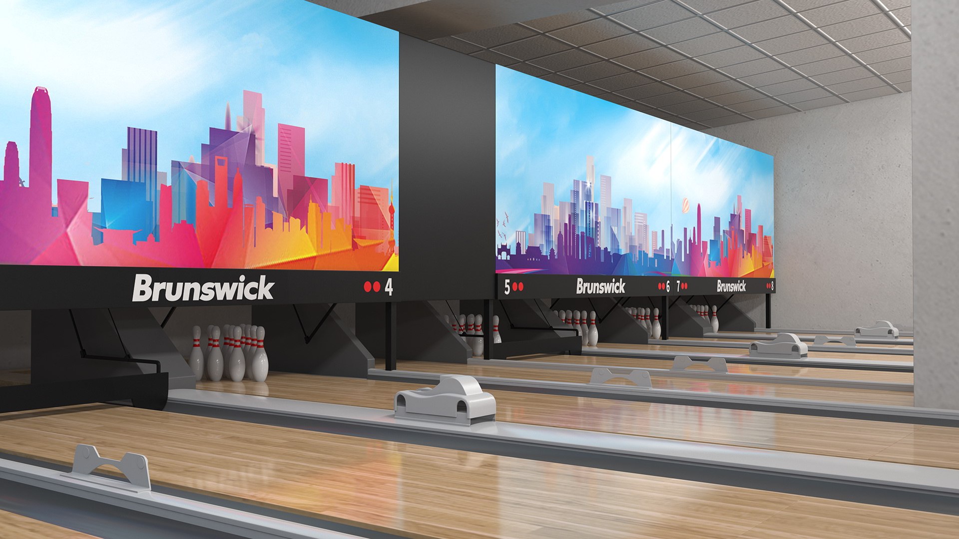 3D model Bowling Center Interior with Furniture - TurboSquid 1992617