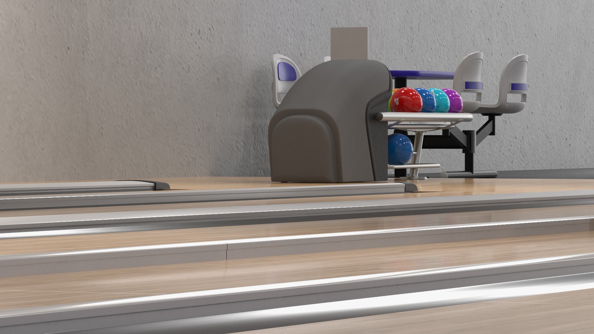 3D Model Bowling Center Interior With Furniture - TurboSquid 1992617