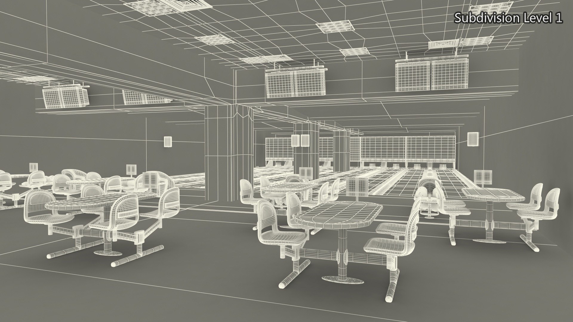 3D Model Bowling Center Interior With Furniture - TurboSquid 1992617