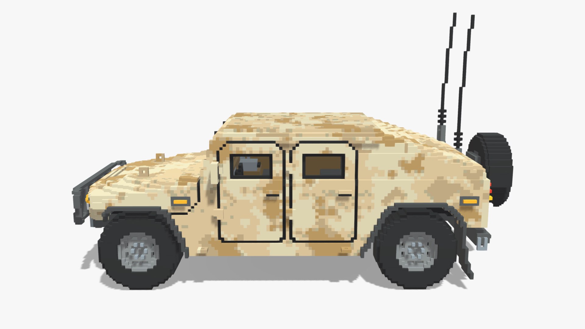 3D Voxel Military Humvee - TurboSquid 2309802