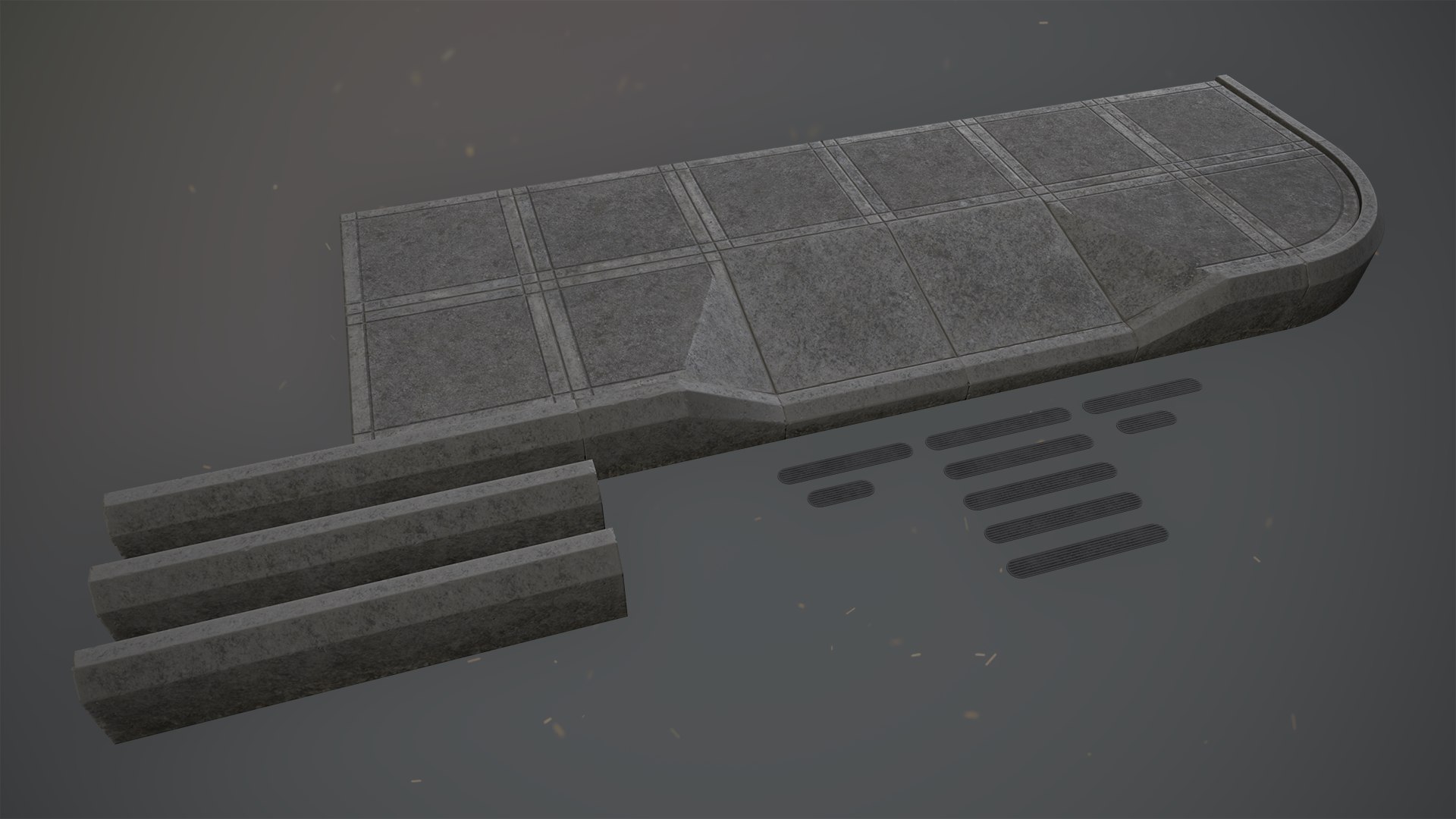 Sidewalk modular set 3 3D model - TurboSquid 1318256