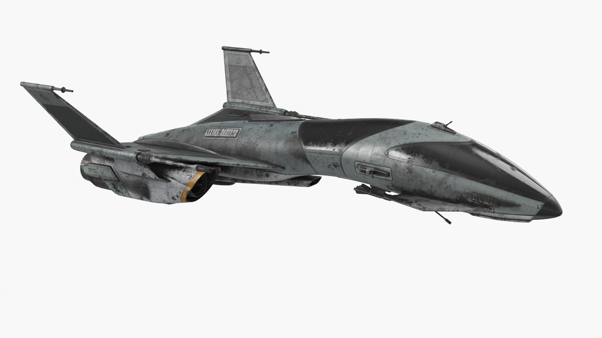 3D Model Dirty Futuristic Fighter Spaceship In Flight - TurboSquid 2350518