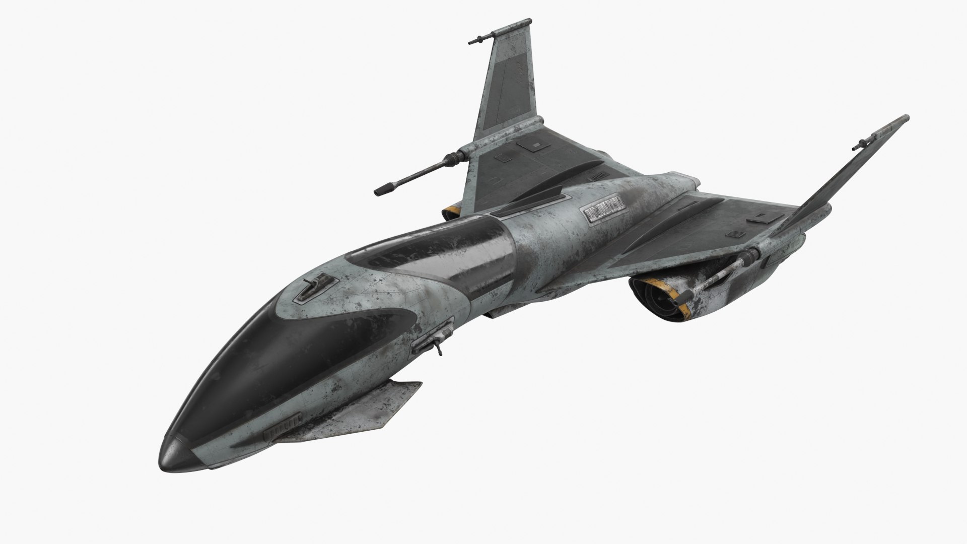 3D Model Dirty Futuristic Fighter Spaceship In Flight - TurboSquid 2350518
