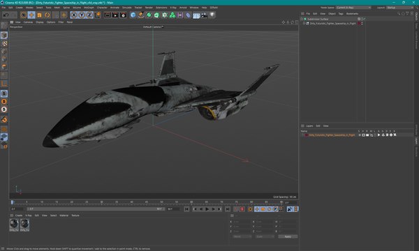 modelo 3d Nave espacial de combate futurista sucia en vuelo ...