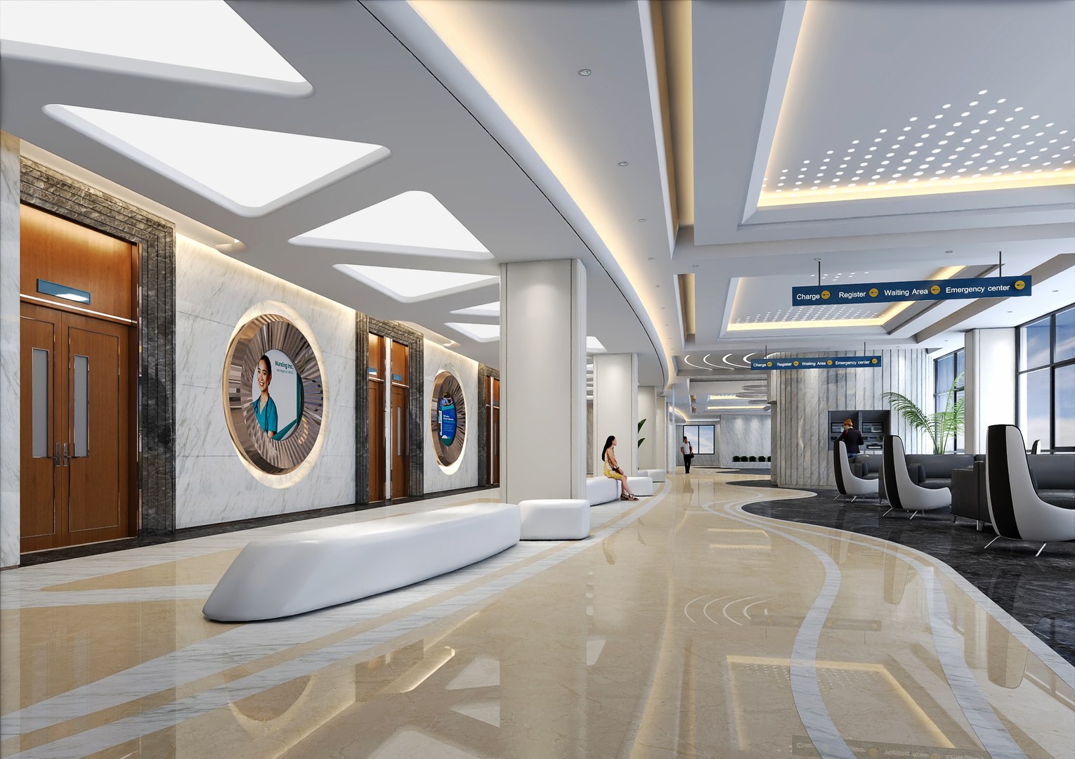 3D Hospital Reception - Corridor Lobby Hall Model - TurboSquid 2253041