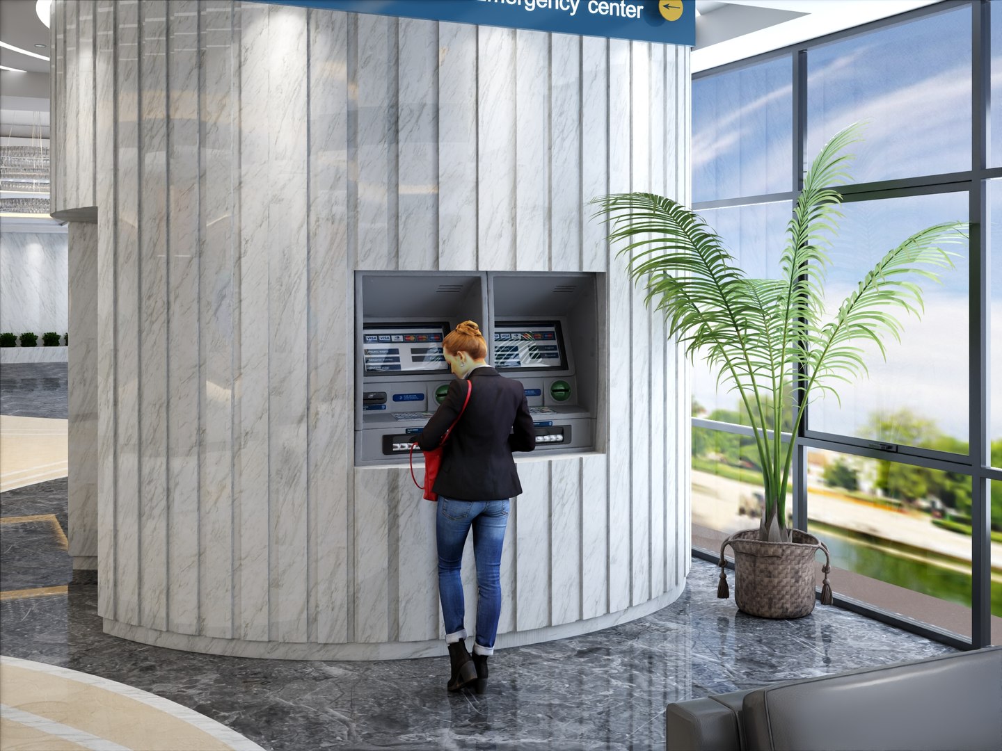 3D Hospital Reception - Corridor Lobby Hall Model - TurboSquid 2253041