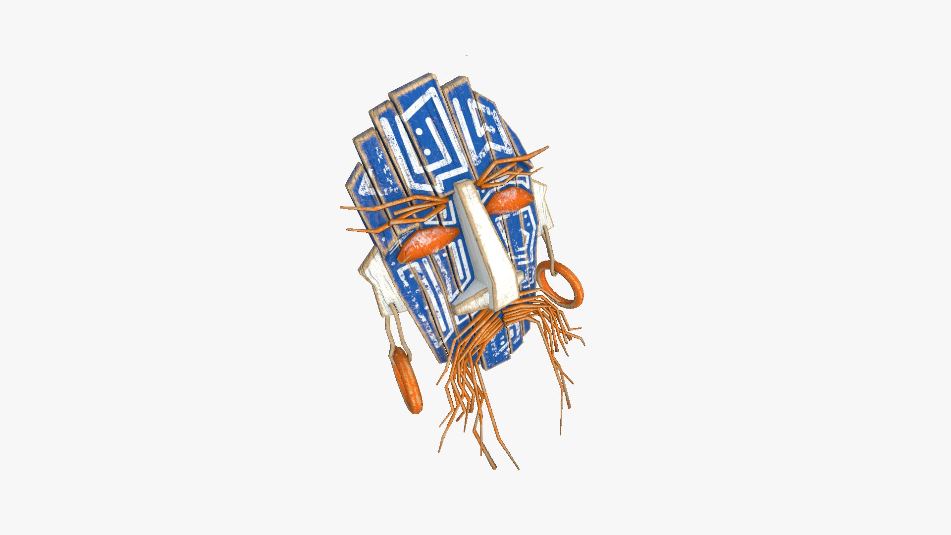 Tribal Mask G04 Orange Blue - Costume Character Design 3D Model ...