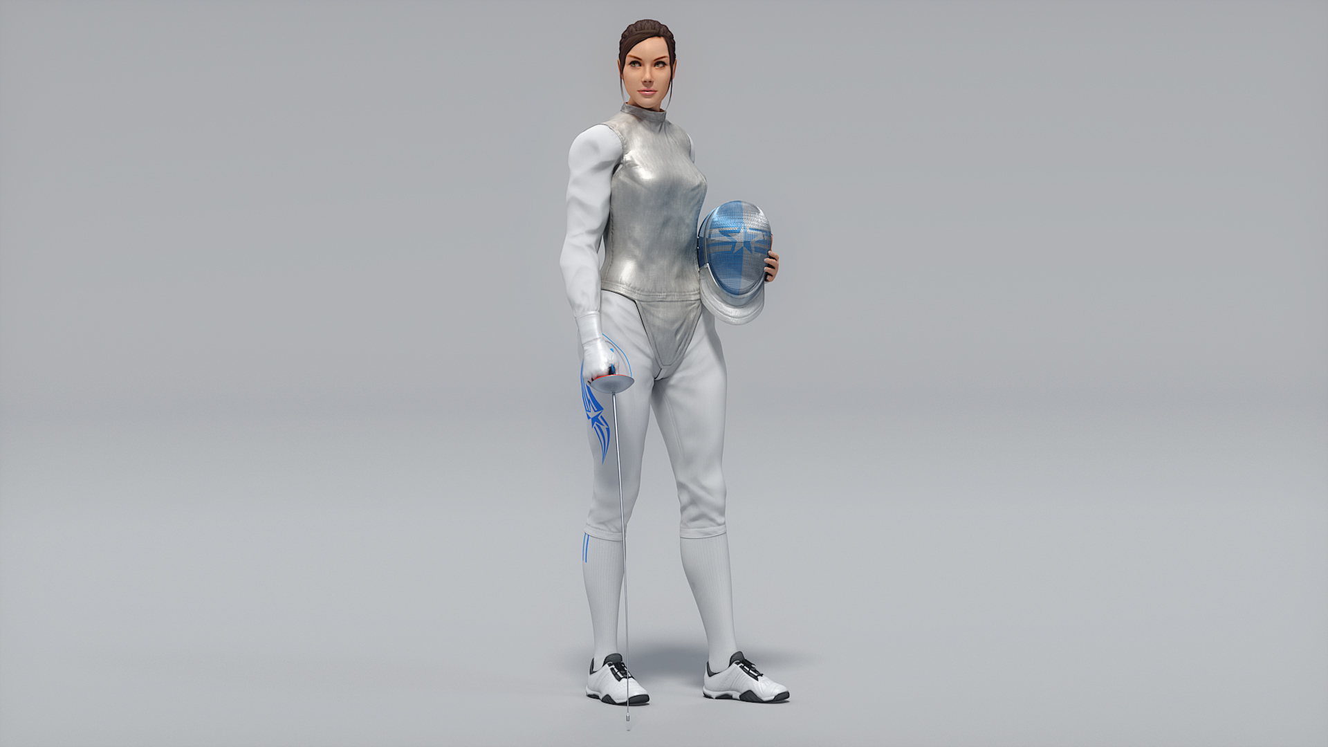 Female Fencer Foil Animated HQ 3D - TurboSquid 2244635