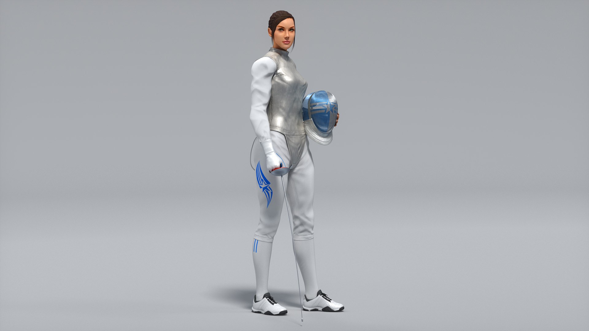 Female Fencer Foil Animated HQ 3D - TurboSquid 2244635