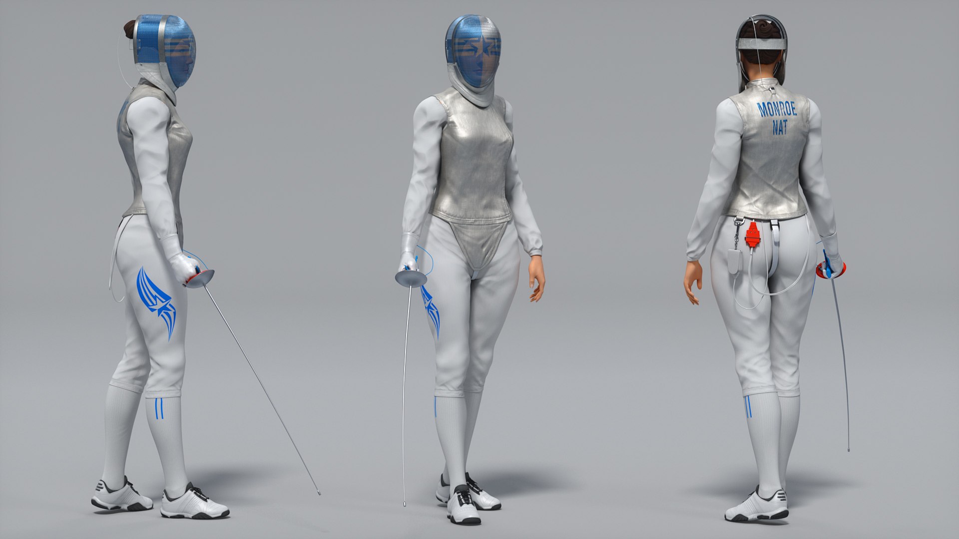 Female Fencer Foil Animated HQ 3D - TurboSquid 2244635
