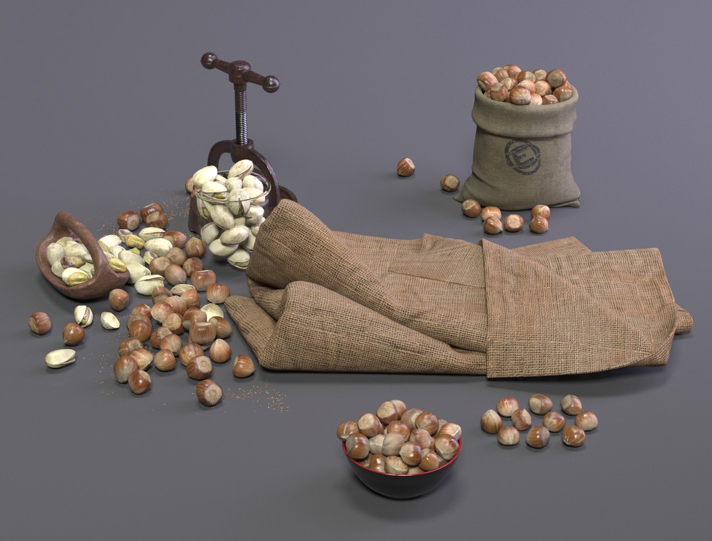 3D Nuts Hazelnuts Model - TurboSquid 2327085