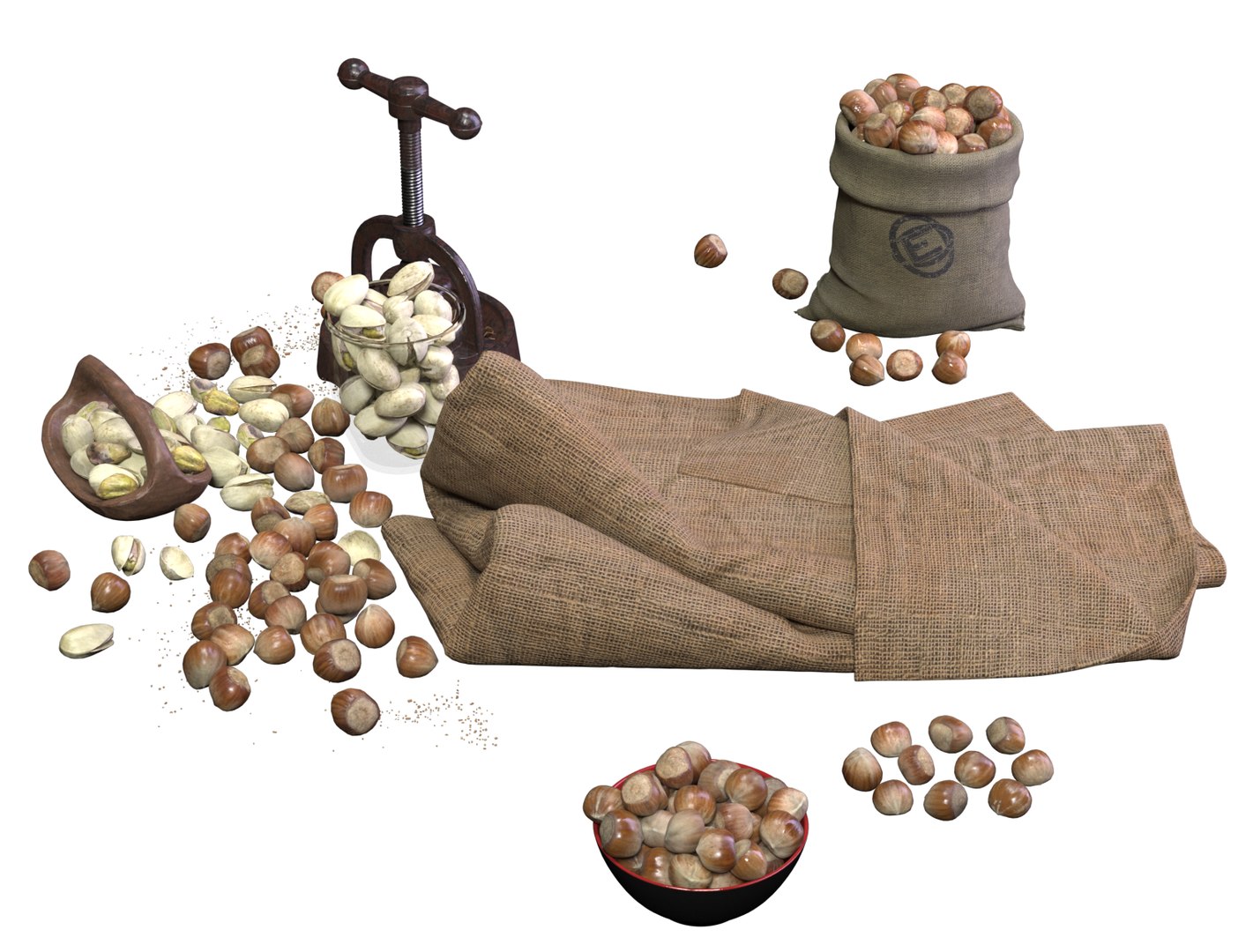 3D Nuts Hazelnuts Model - TurboSquid 2327085
