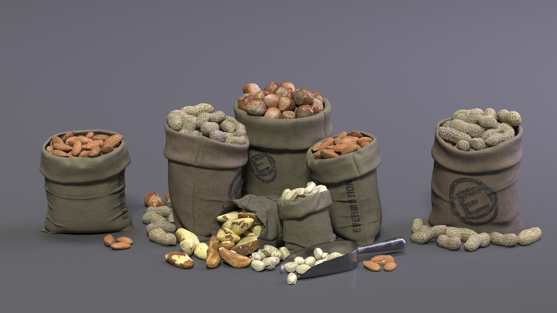 3D Nuts Hazelnuts Model - TurboSquid 2327085