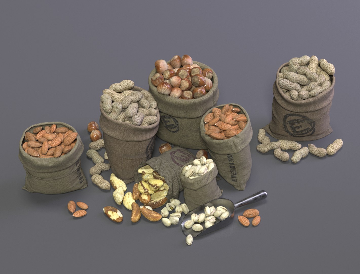 3D Nuts Hazelnuts Model - TurboSquid 2327085