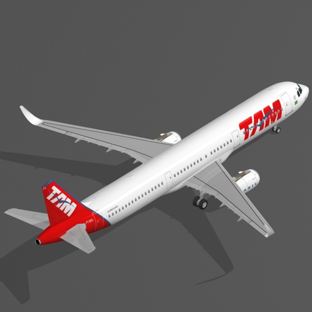 3d sharkleted airbus a321neo tam model