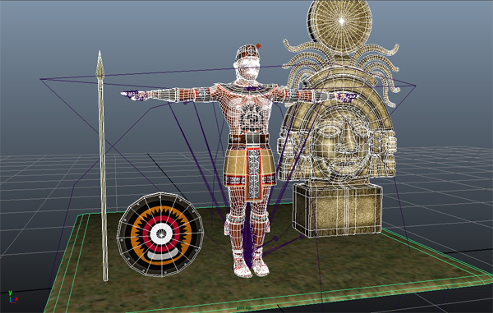 Aztec Character Warrior 3d Obj