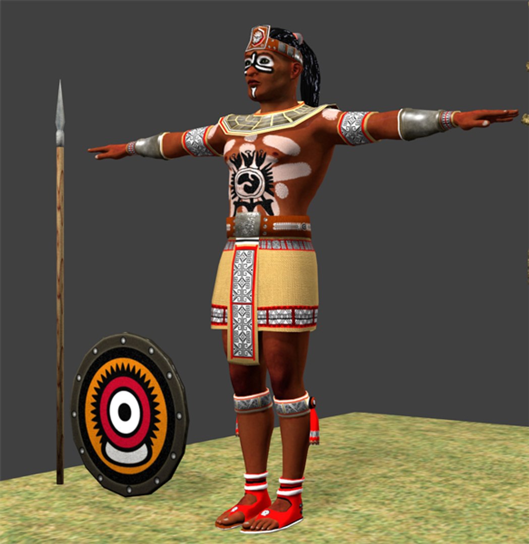 Aztec Character Warrior 3d Obj