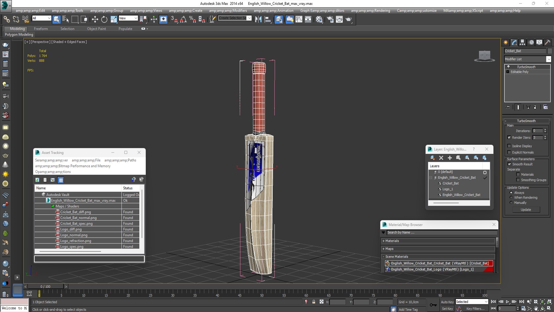English Willow Cricket Bat Model - TurboSquid 2161349
