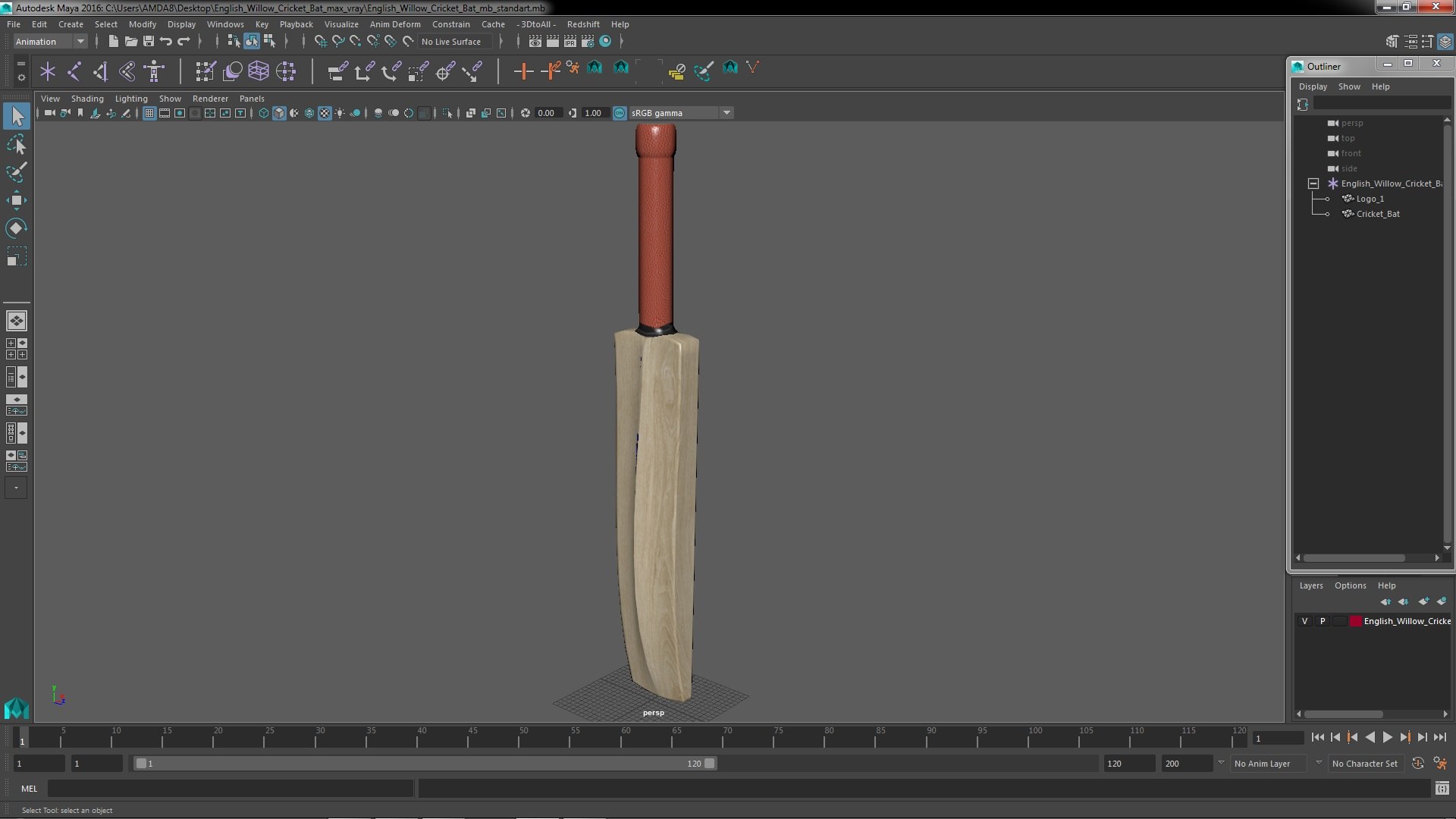 English Willow Cricket Bat Model - TurboSquid 2161349