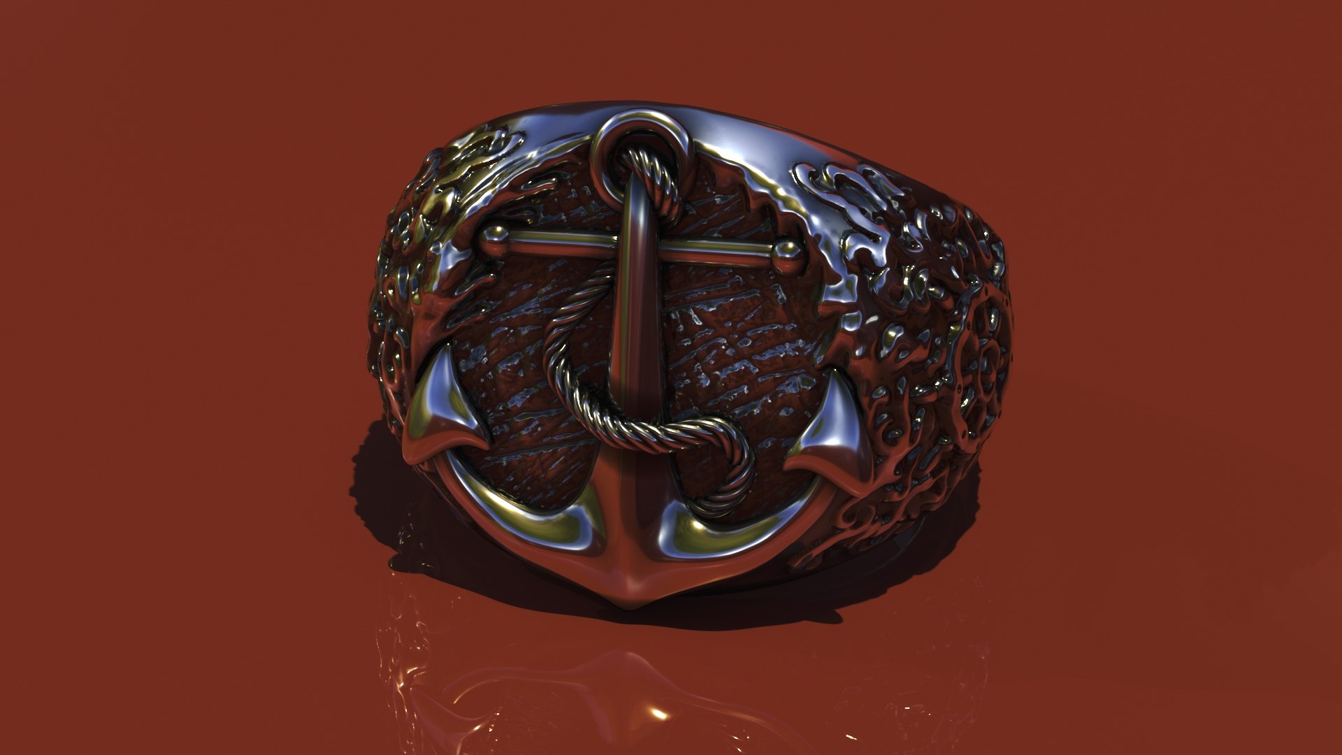 Captains Ring With An Anchor Made Of Silver 3D - TurboSquid 2079174