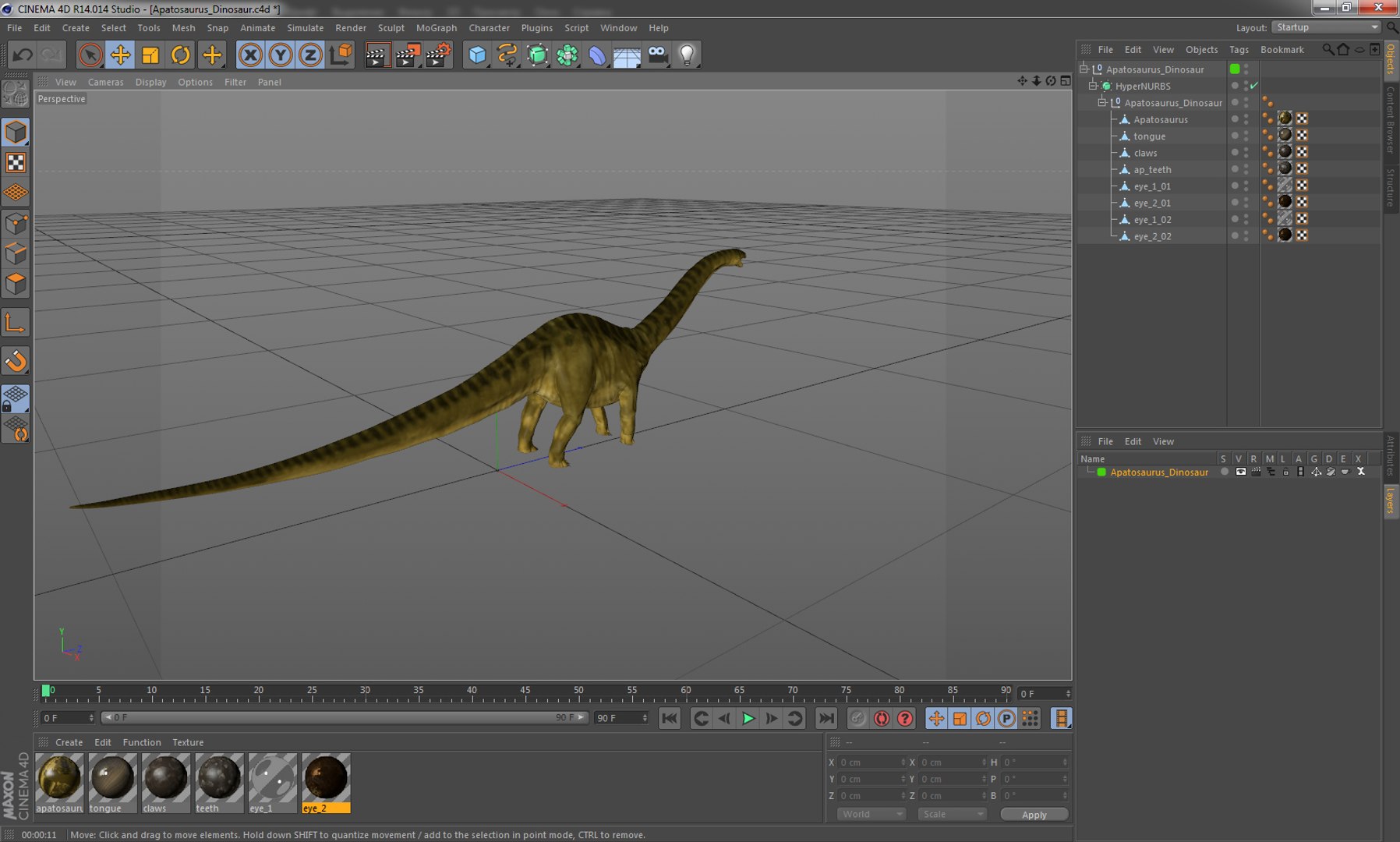 3d apatosaurus dinosaur model