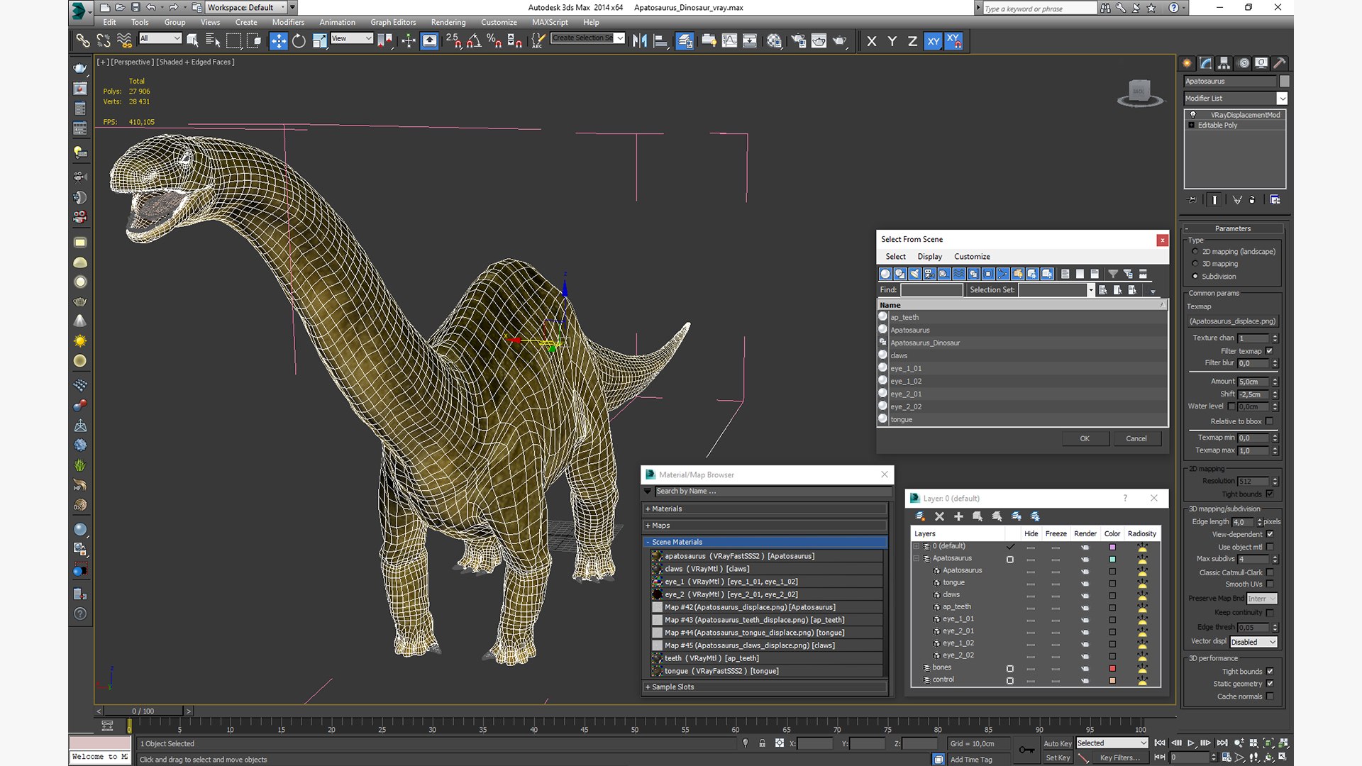 3d apatosaurus dinosaur model