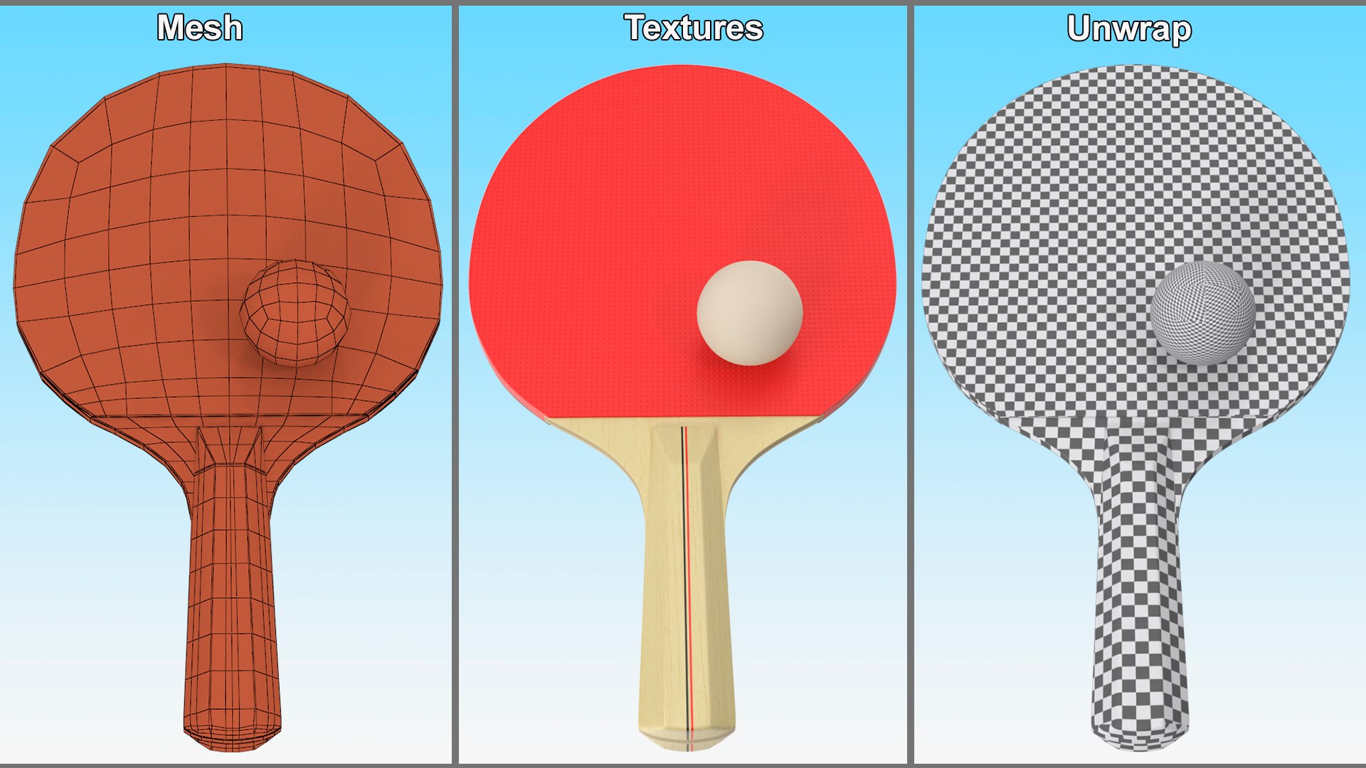 3D Ping Pong Paddle And Ball - TurboSquid 2148541
