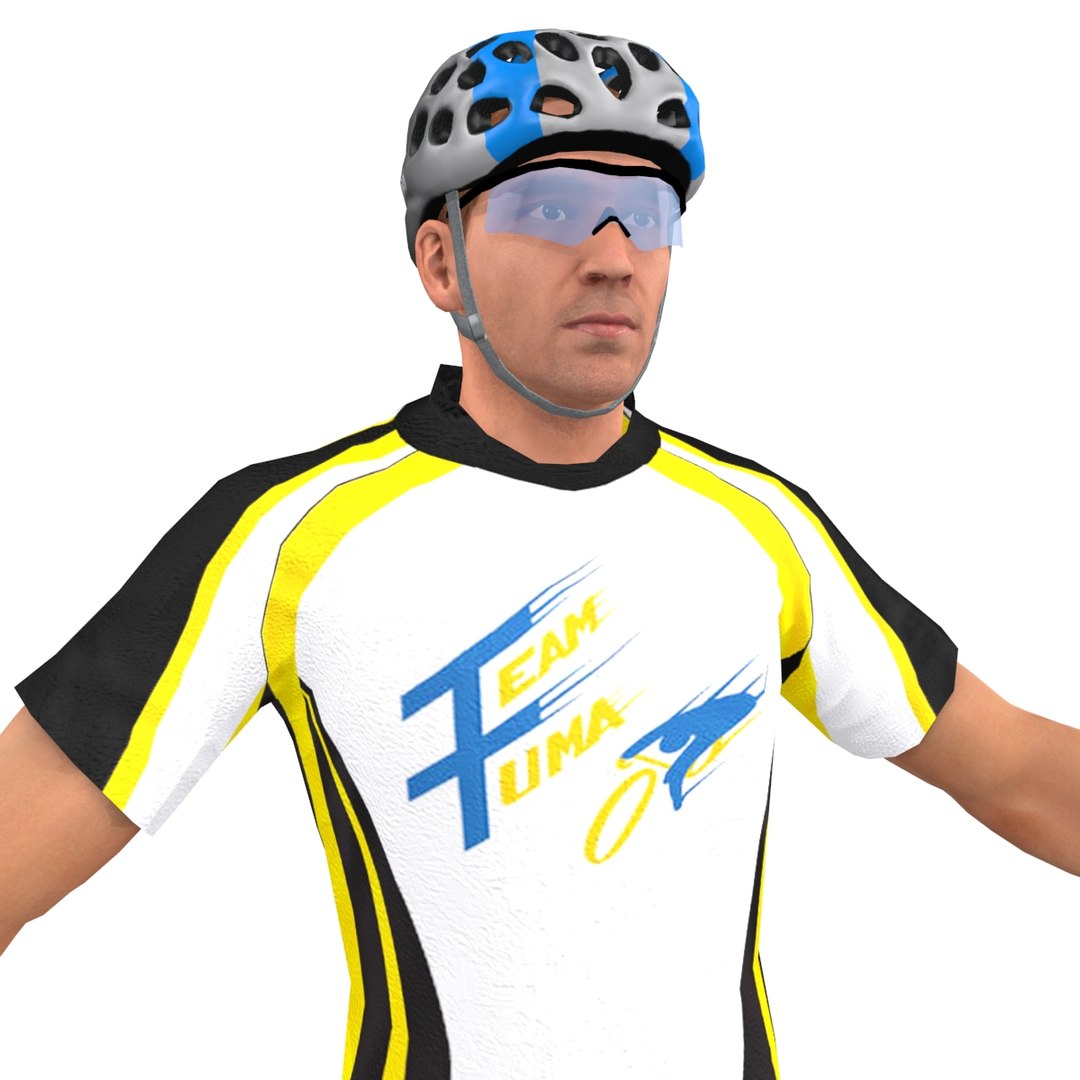 3d racing bicyclist man model