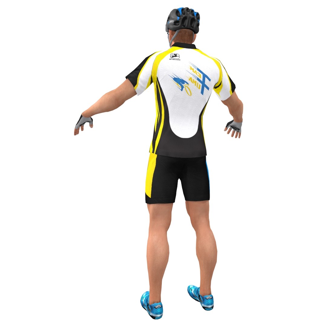 3d racing bicyclist man model