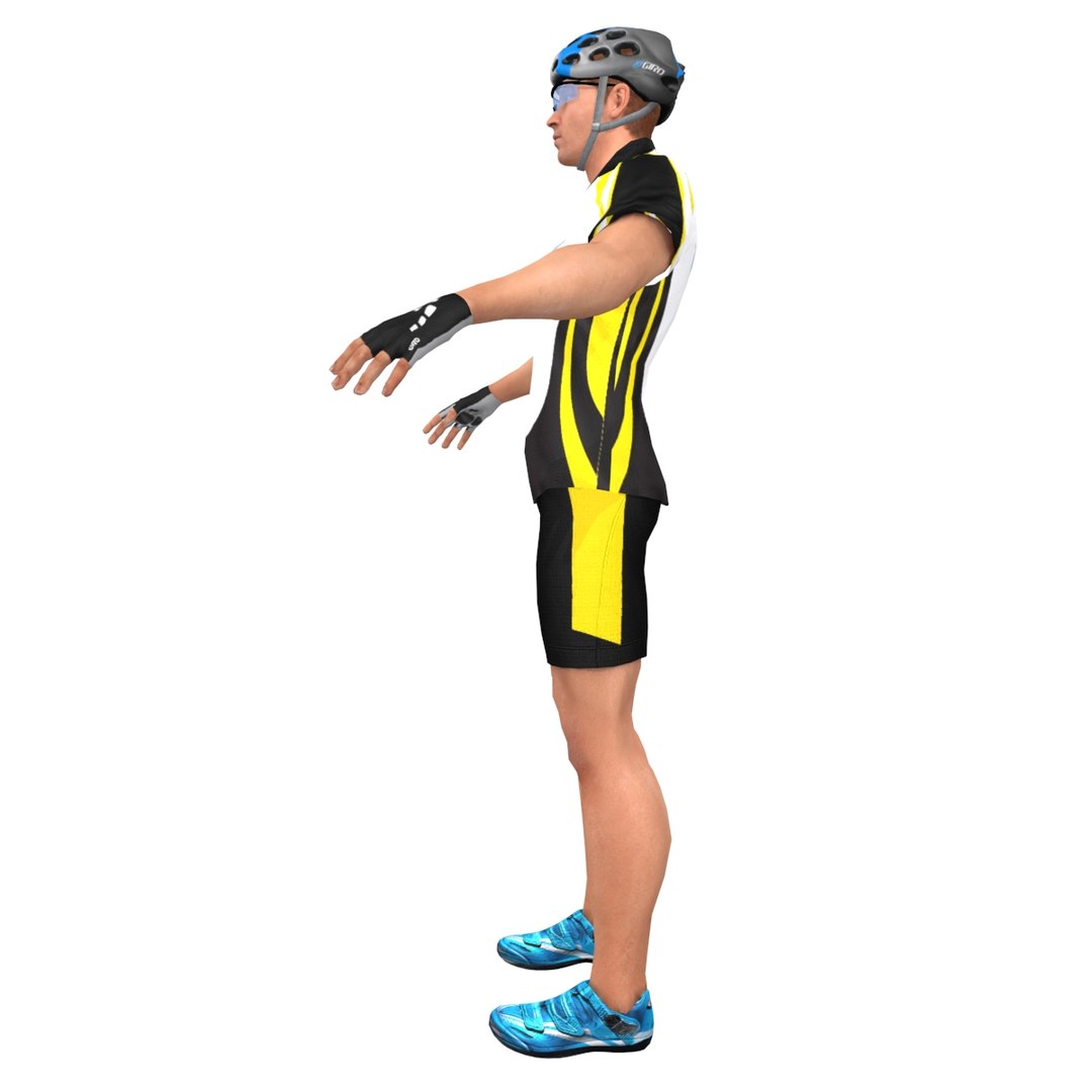 3d racing bicyclist man model