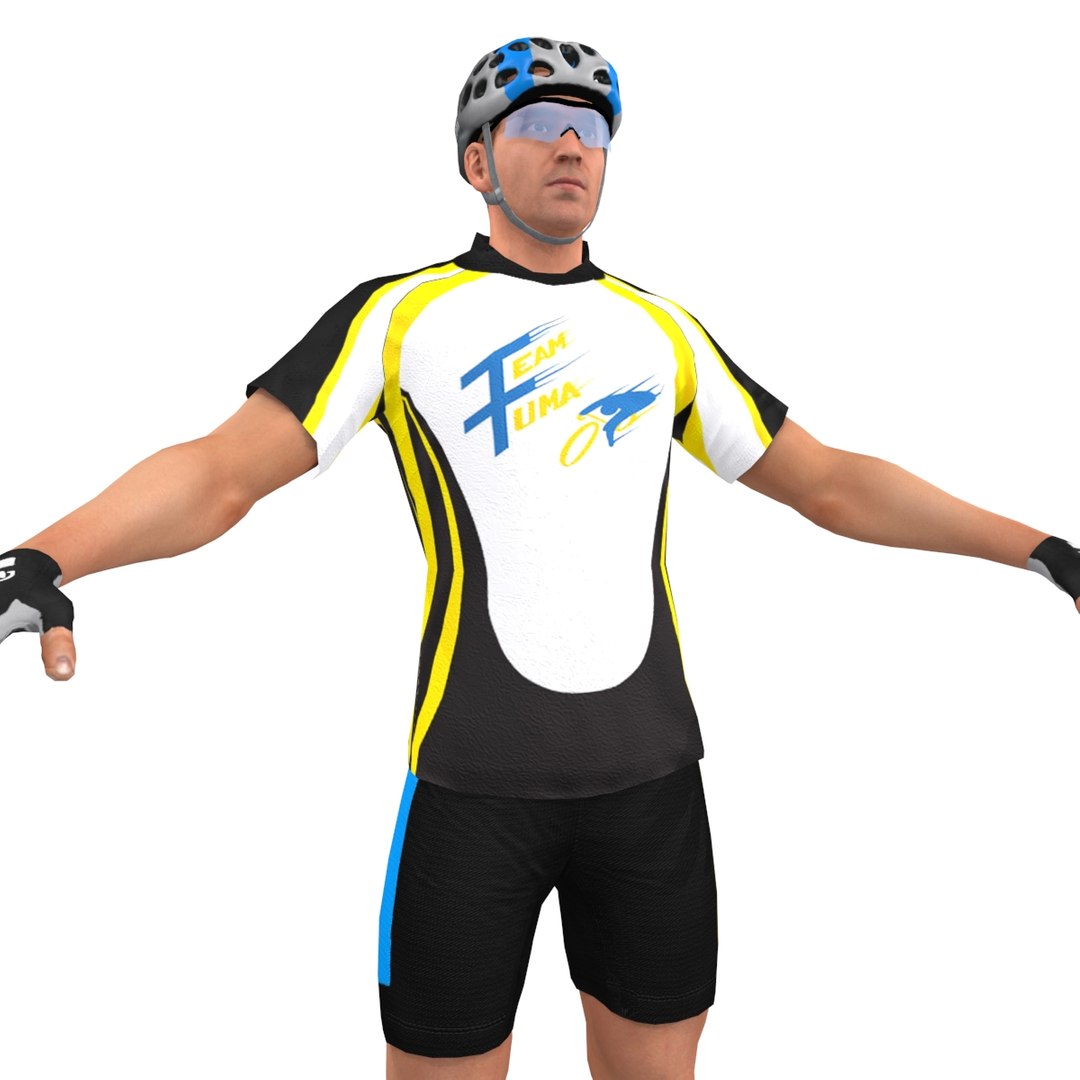 3d racing bicyclist man model