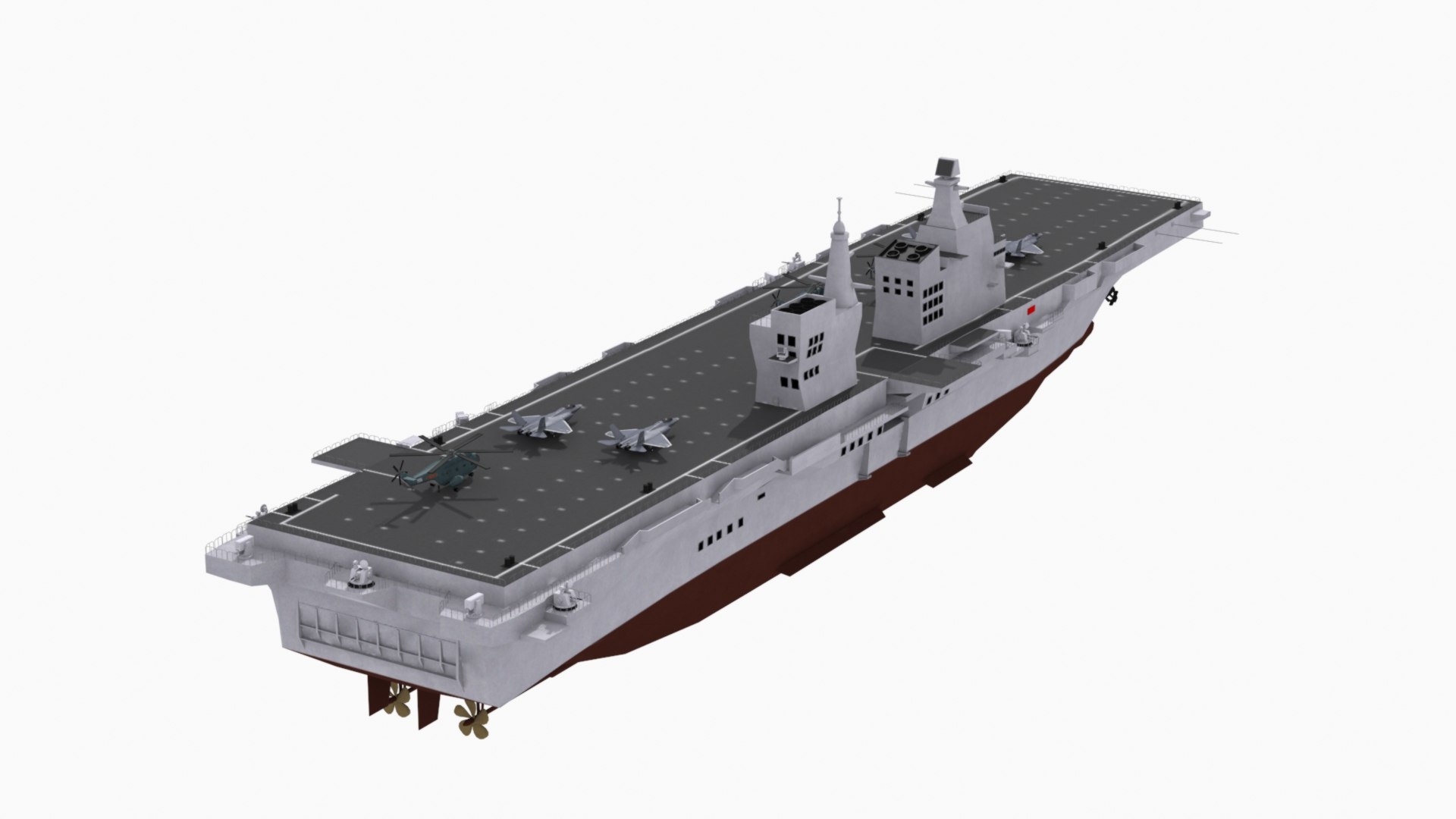 3D Chinese Type 076 Amphibious Assault Ship With Aircraft Model ...