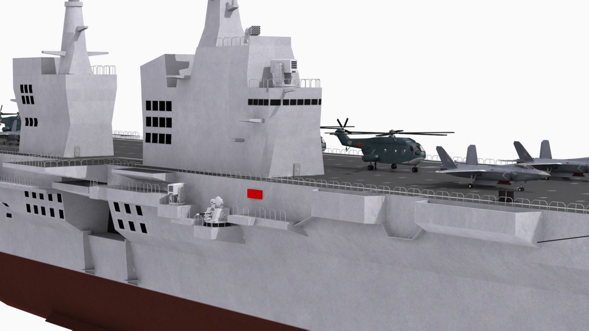 3D Chinese Type 076 Amphibious Assault Ship With Aircraft Model ...