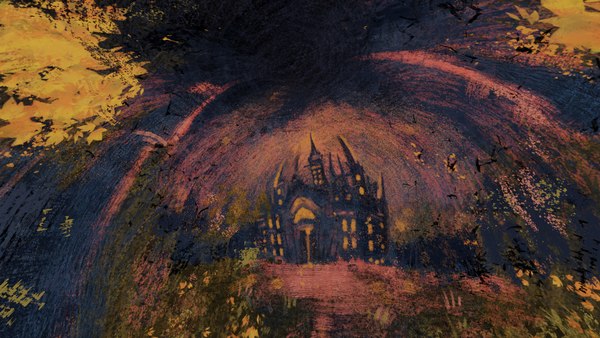 3D 360 VR Panoramic Spooky Castle equirectangular handpainted Low-poly ...