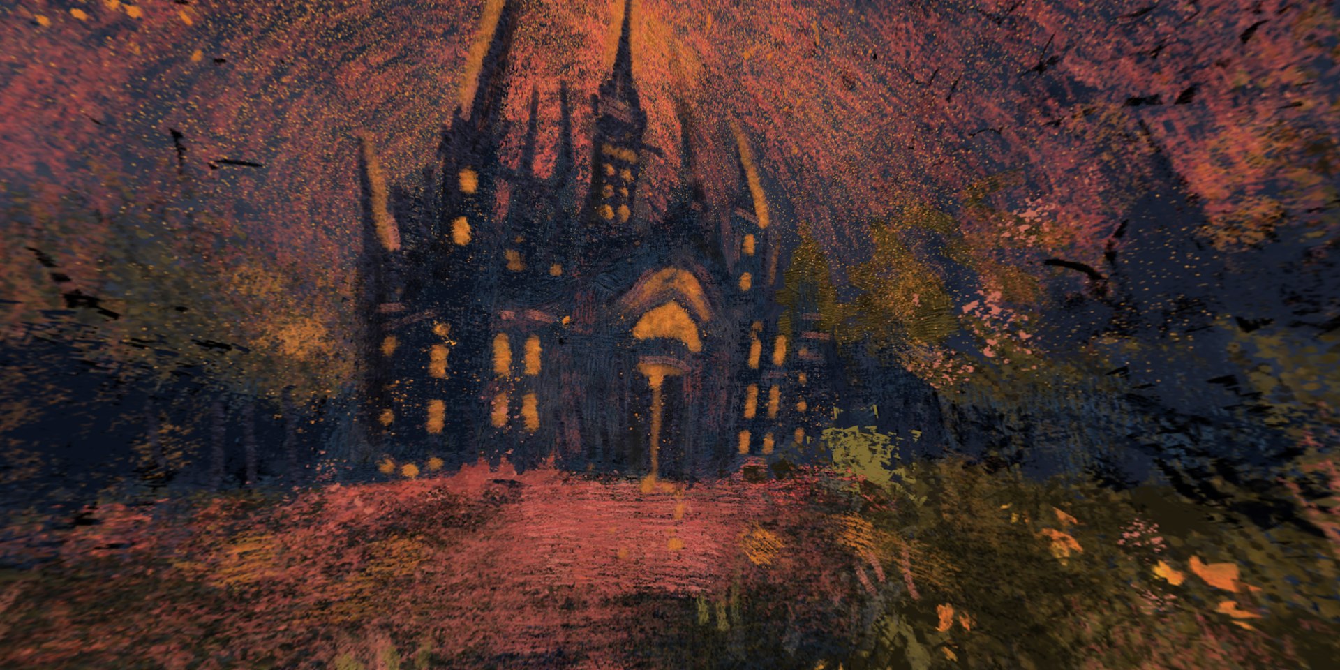 3D 360 VR Panoramic Spooky Castle Equirectangular Handpainted Low-poly ...