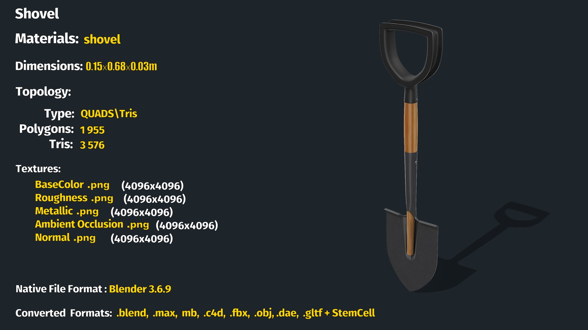 Shovel 3D Model - TurboSquid 2223043