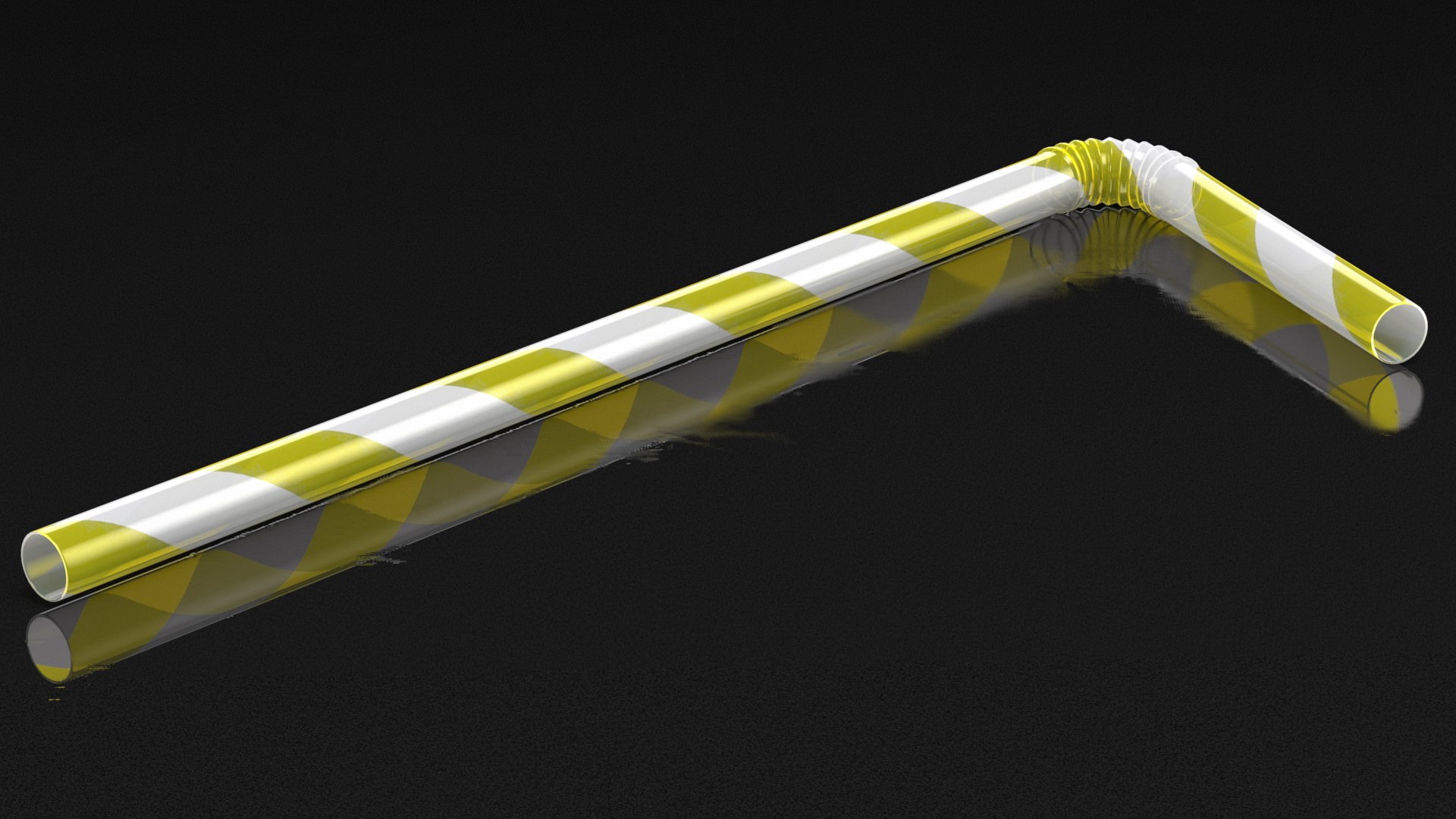 Bendy Plastic Drinking Straw Yellow 3D Model - TurboSquid 1799496