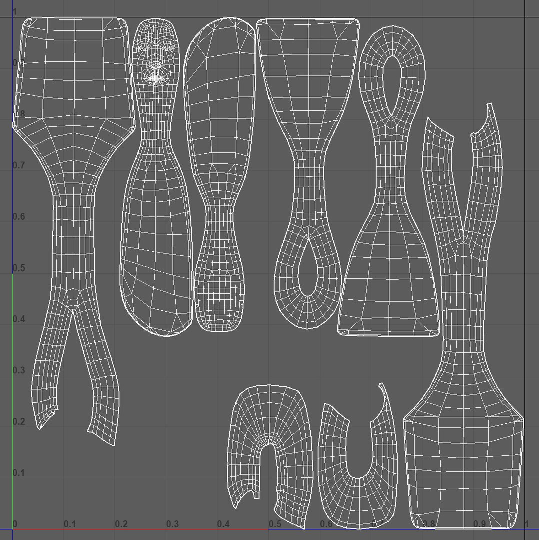 3D Old Carved Spatulas Model - TurboSquid 2320787