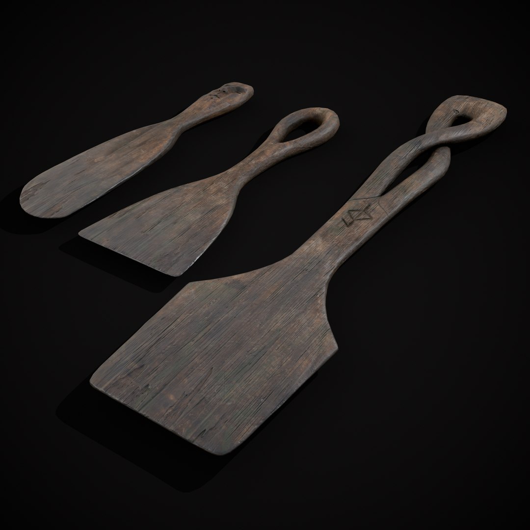 3D Old Carved Spatulas Model - TurboSquid 2320787