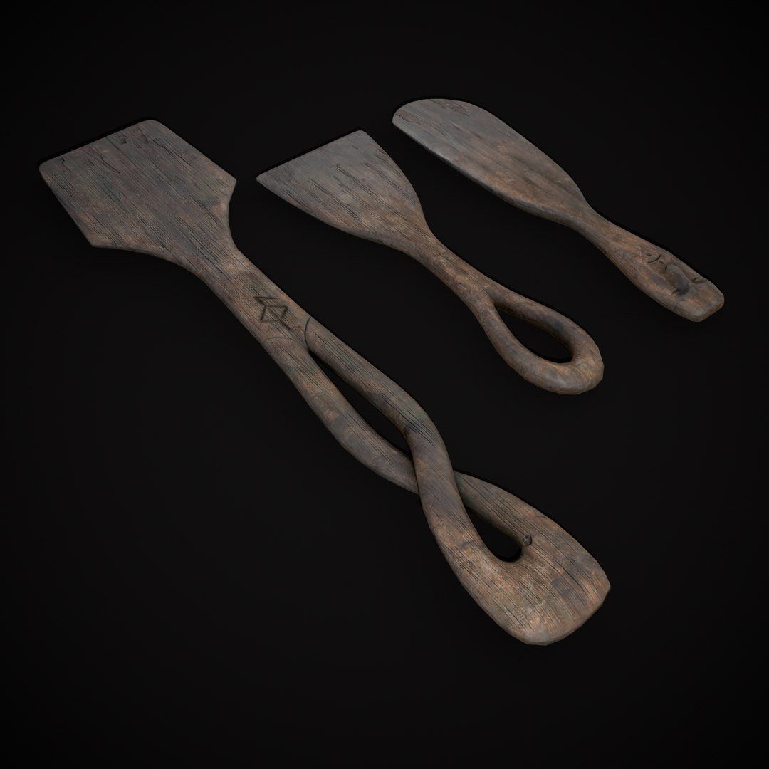 3D Old Carved Spatulas Model - TurboSquid 2320787