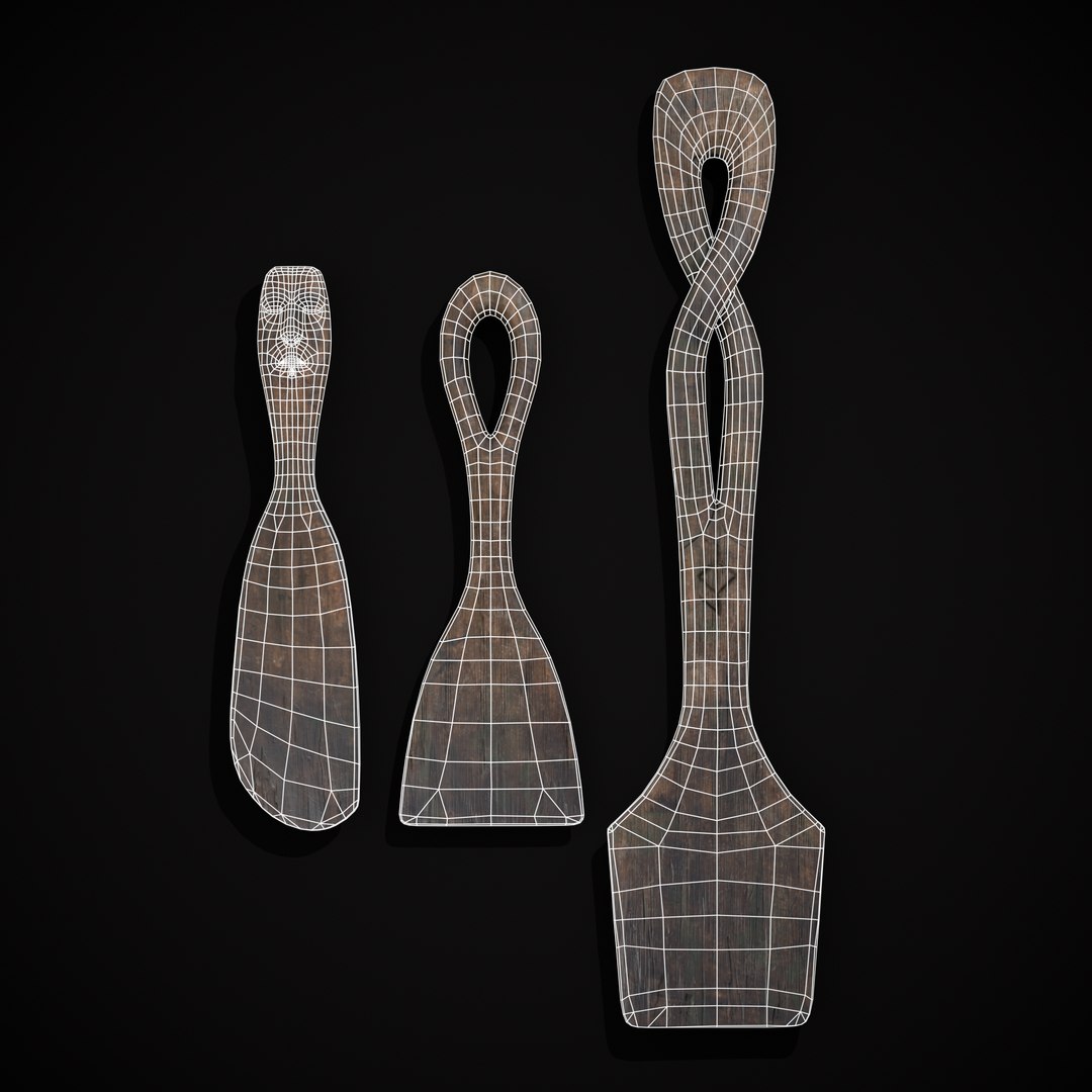 3D Old Carved Spatulas Model - TurboSquid 2320787