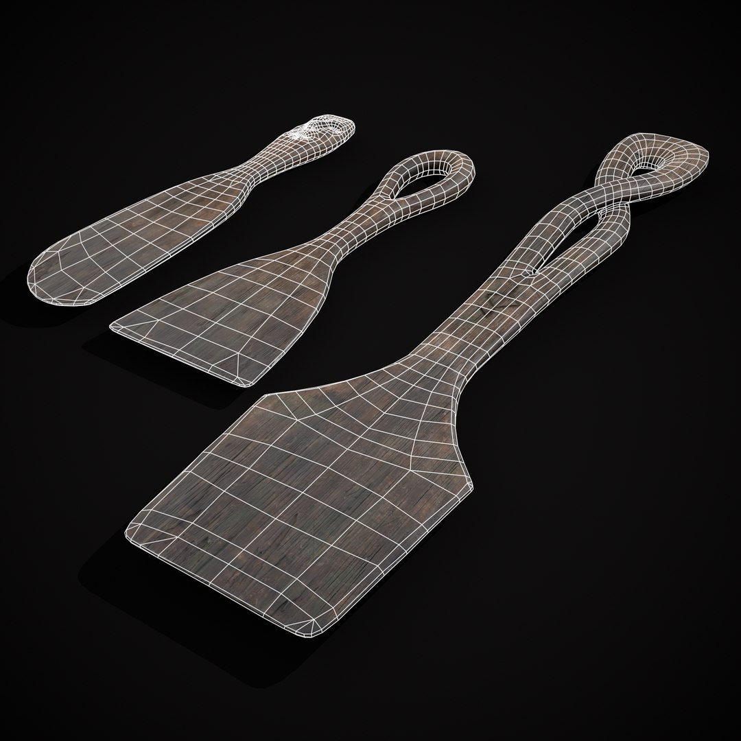 3D Old Carved Spatulas Model - TurboSquid 2320787