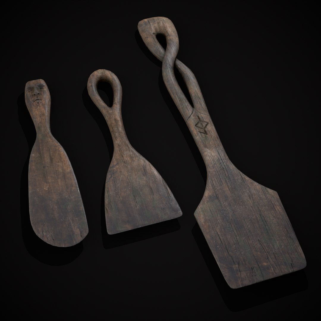 3D Old Carved Spatulas Model - TurboSquid 2320787